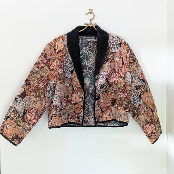 Jackets & Coats | Vintage Tapestry Cat Jacket Whimsycore 9s New ...